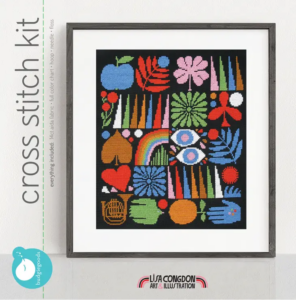 Lisa Congdon Joyful Grid Cross Stitch Kit - Sewtopia