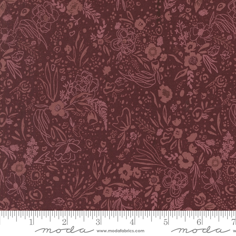 Moda Fabrics Fancy That Design House & Co. Forage, Found, & Hand Me Down Field of Fancy Merlot ...