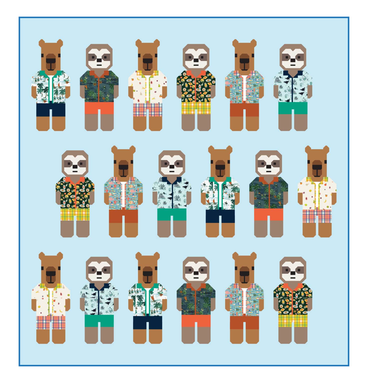 Elizabeth Hartman Capybara & Sloth Tropical Quilt Kit - Sewtopia