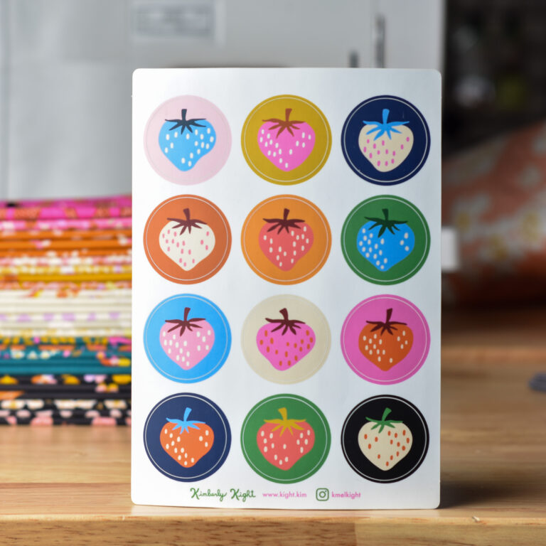 Kimberly Kight Strawberry Sticker Sheet - Sewtopia