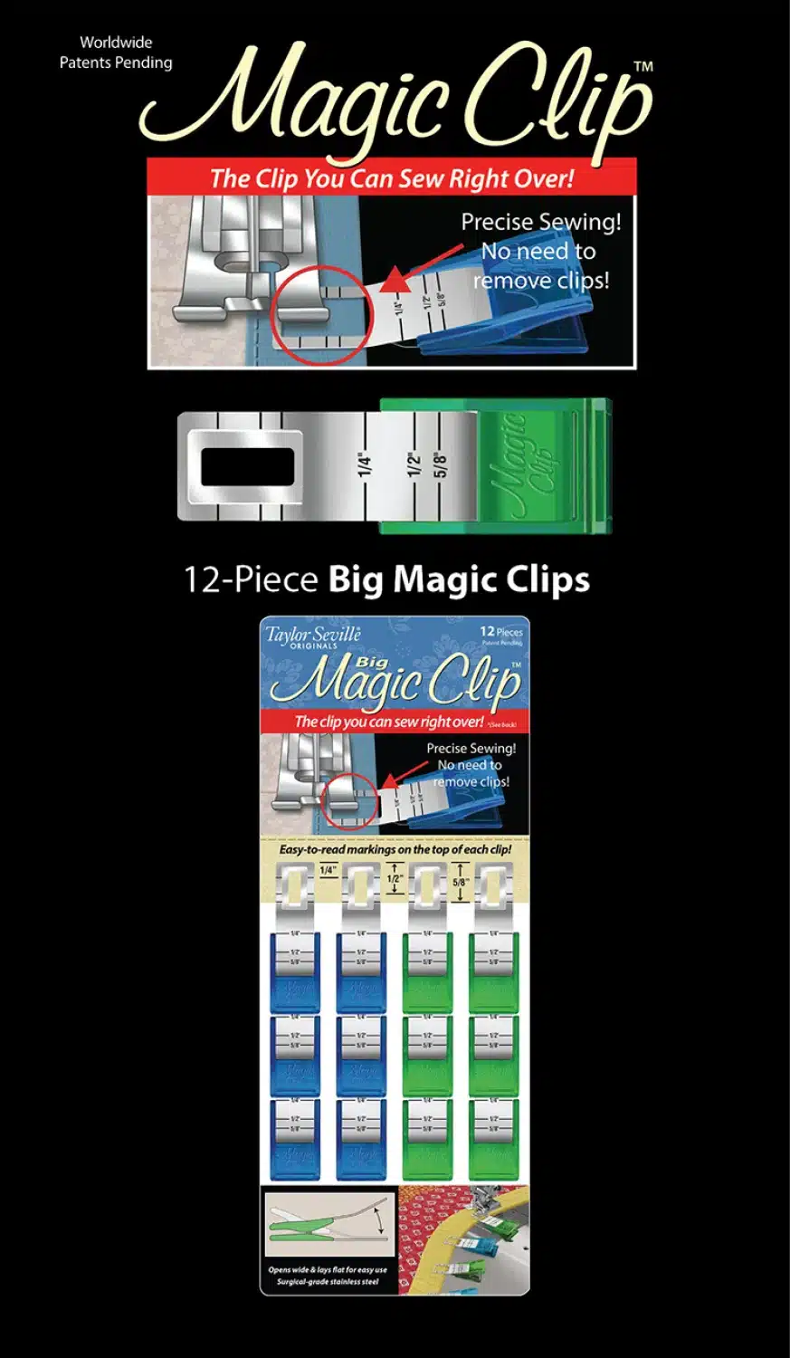 Taylor Seville Original Big Magic Clip 12pc - Sewtopia