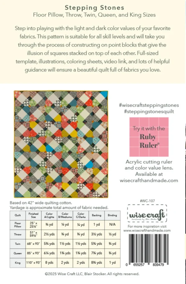 Wise Craft LLC Stepping Stones Quilt Pattern - Sewtopia