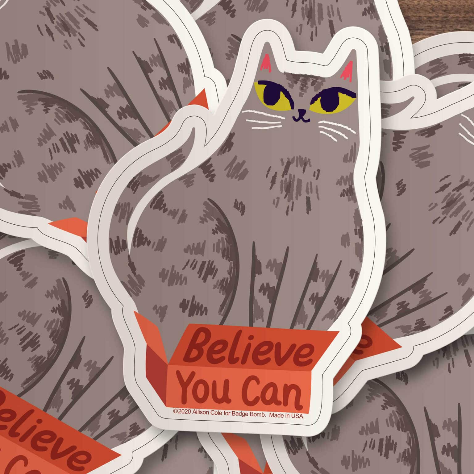 Gemma Correll Believe You Can Cat Sticker - Sewtopia