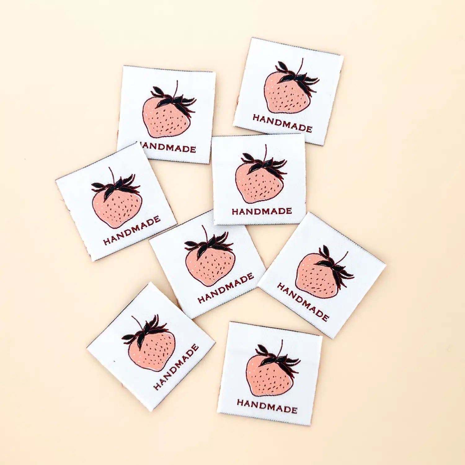 Minki Kim Sewing Illustration Peach Berry Woven Labels - Sewtopia